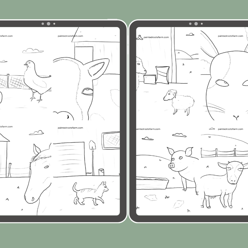 Farm Animal Colouring Pages (Digital Printable) – Painted Roots Farm